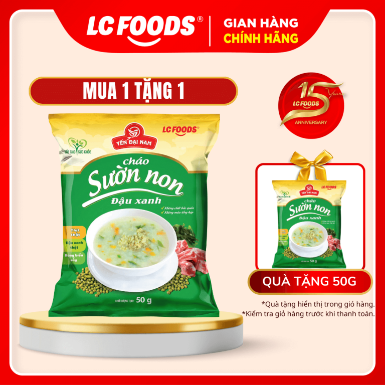 Cháo Sườn Non Đậu Xanh 50g – Thực Phẩm LC Foods
